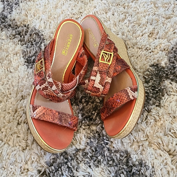 Sperry | Shoes | Sperry Topsider Espadrilles Maris Wedge Sandal Orange ...
